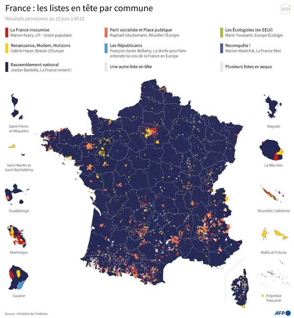 Carte des résultats des européennes : le Rassemblement national en tête ...